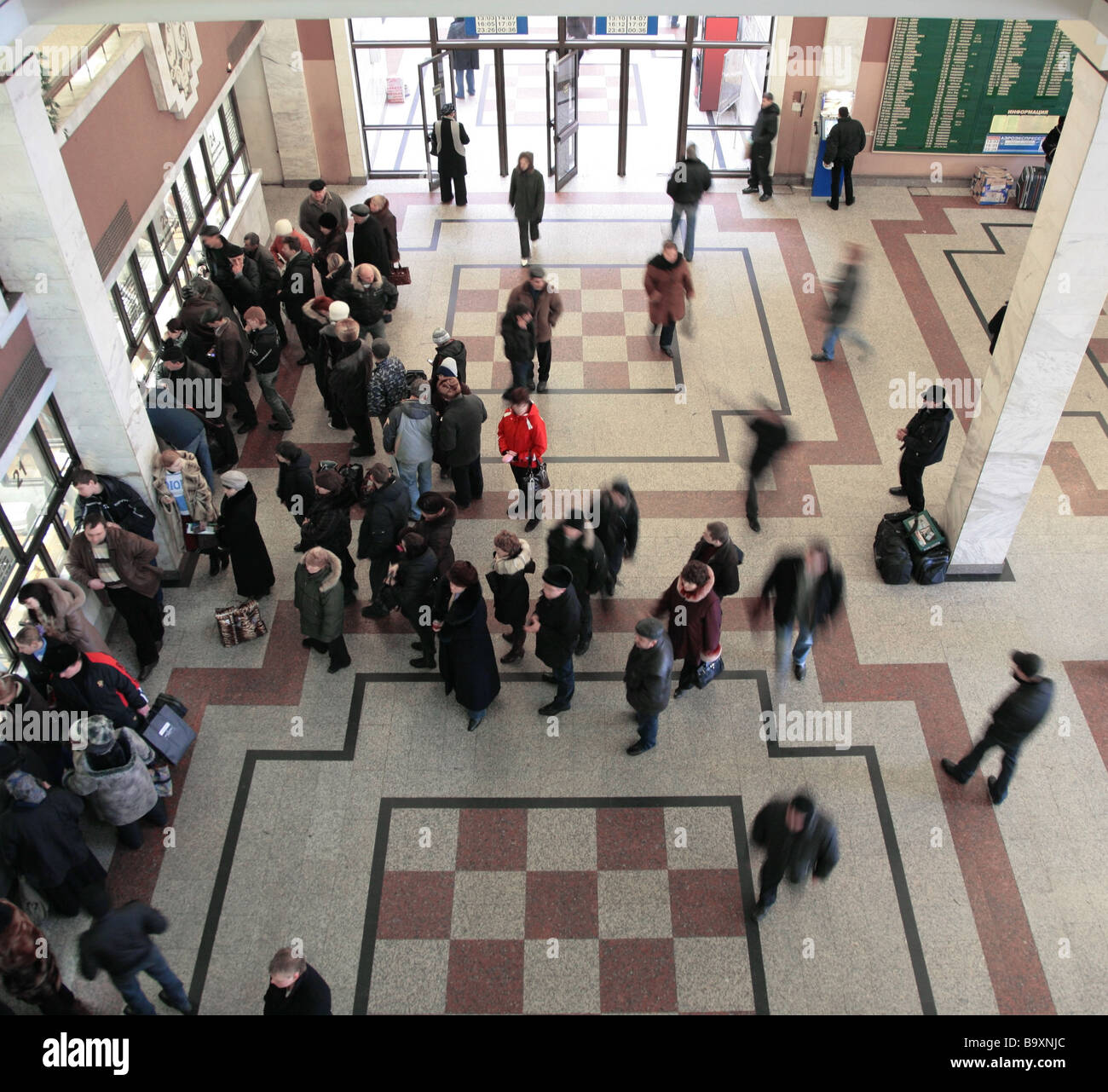 queue in ticket window top view Stock Photo - Alamy