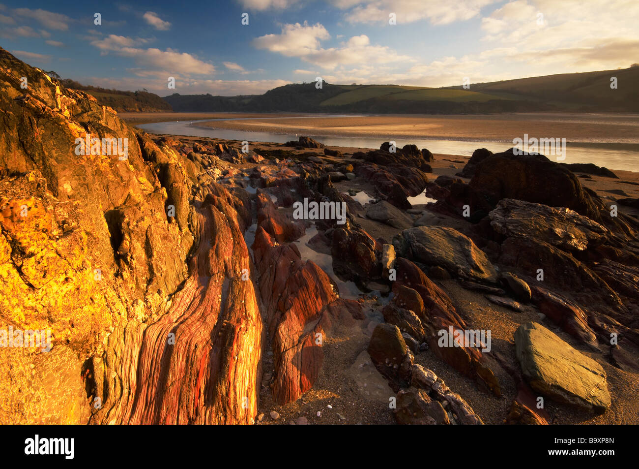 Dawn at Mothecombe beach Devon UK Stock Photo - Alamy