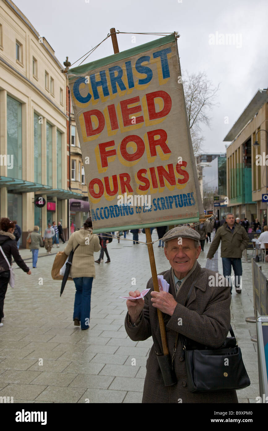 A man with a religous sign Stock Photo - Alamy