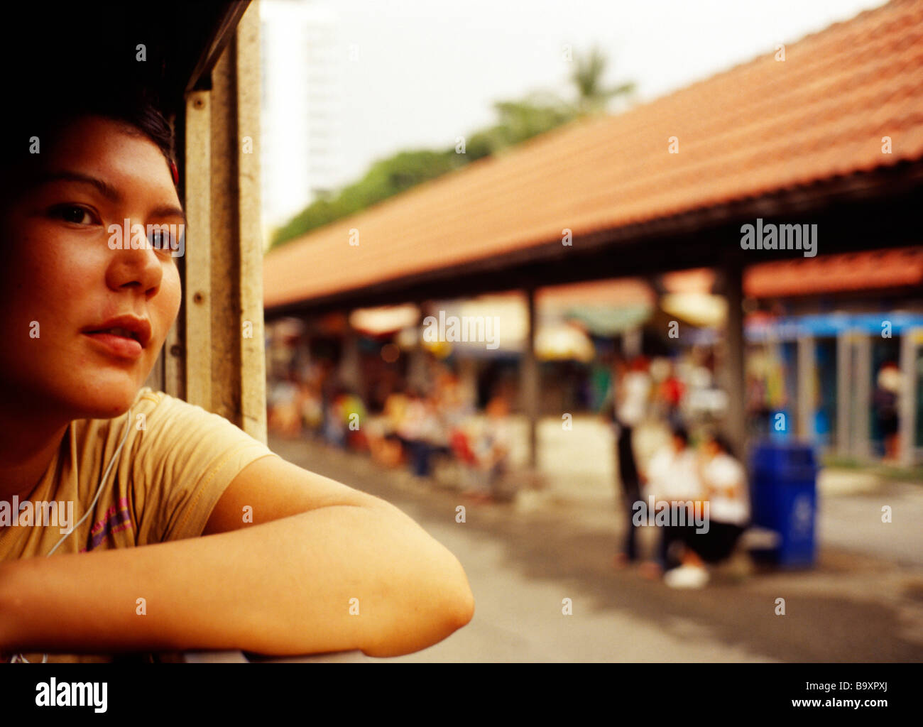 Girl looking out train window thailand hi-res stock photography and ...