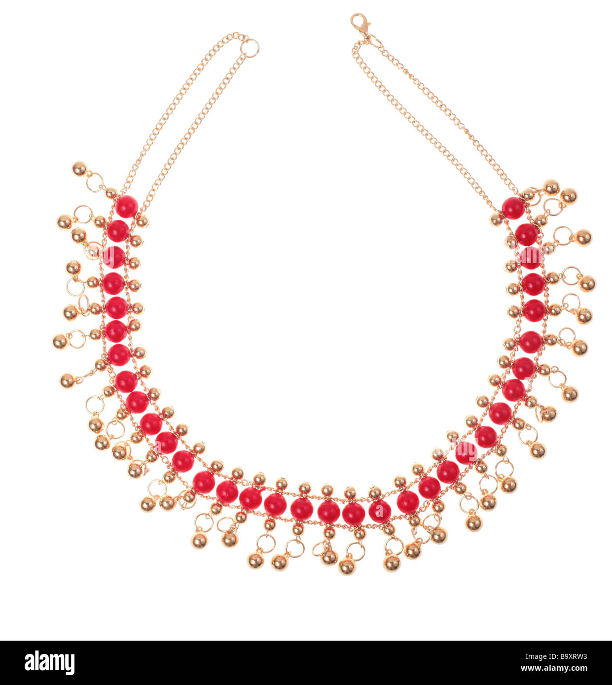 golden necklace with red gems Stock Photo - Alamy