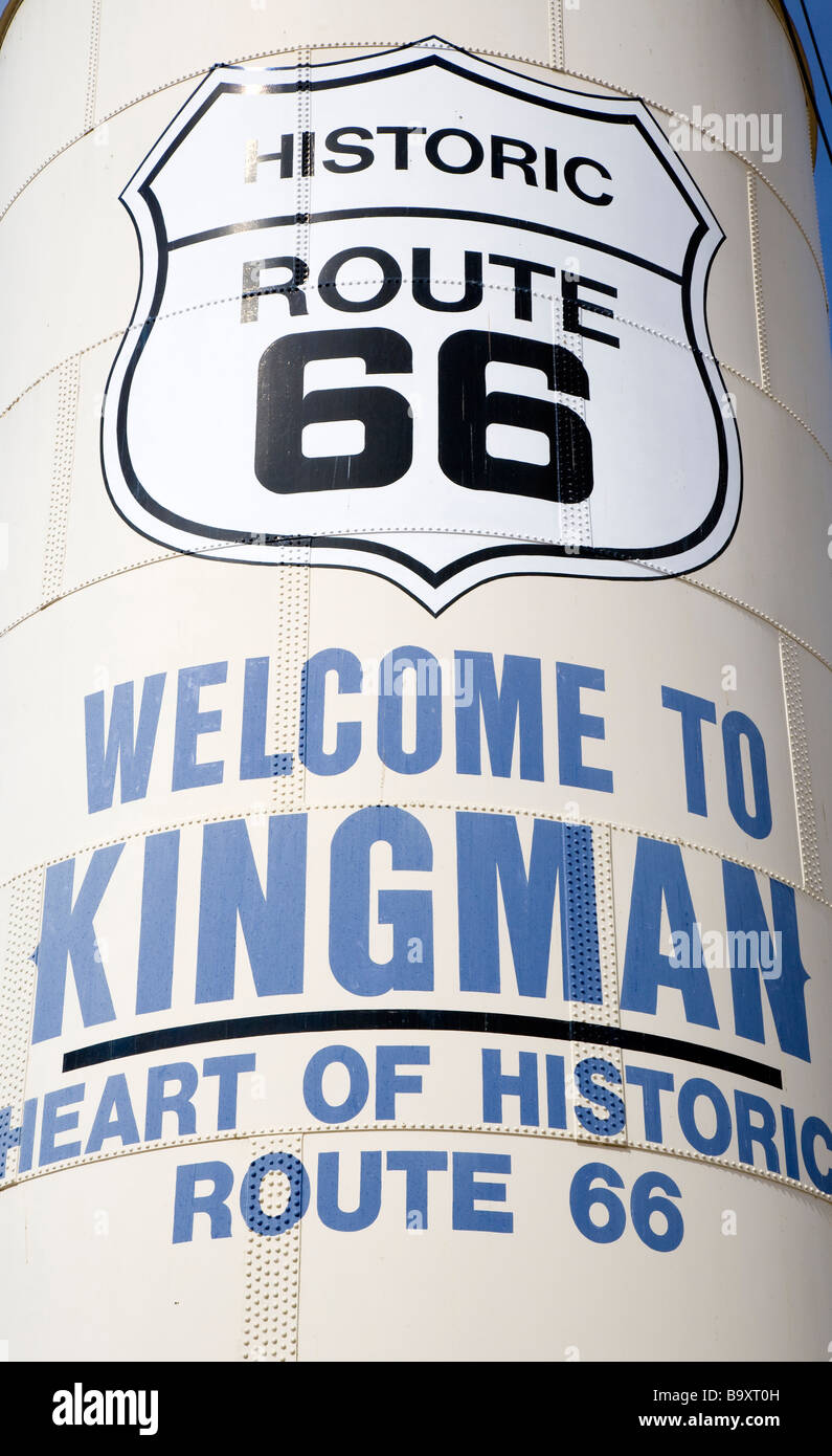 Kingman sign on water twoer Kingman Arizona USA Stock Photo - Alamy