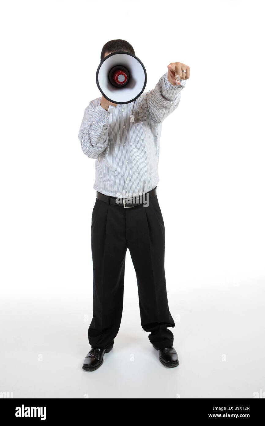 Man with megaphone Stock Photo - Alamy