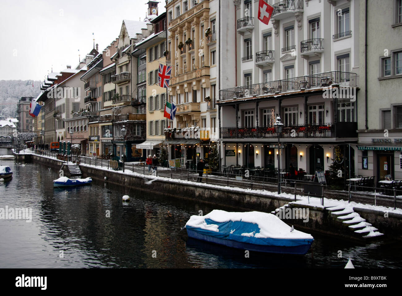 View of snow covered Lucerne Switzerland Stock Photo - Alamy
