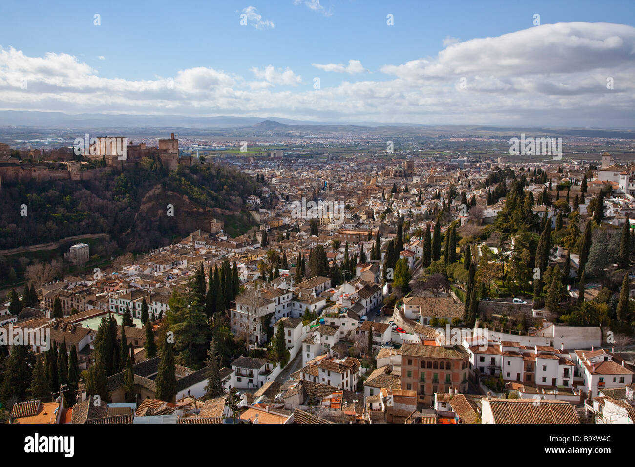 Cityscape and the Alhambra in Granada Spain Stock Photo - Alamy
