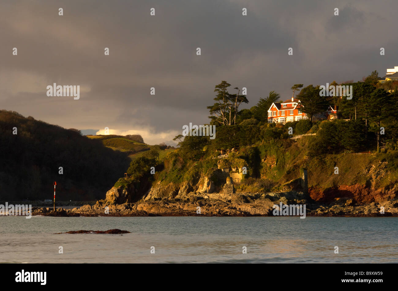 House on the cliff top overlooking the Salcombe estuary at Mill Bay ...