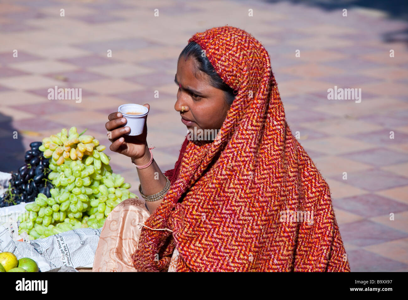 Young Woman Drinking Chai in Delhi India Stock Photo - Alamy