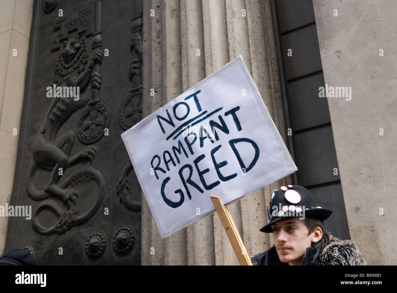 Credit Crunch G20 protest outside Bank of England Threadneedle Street ...