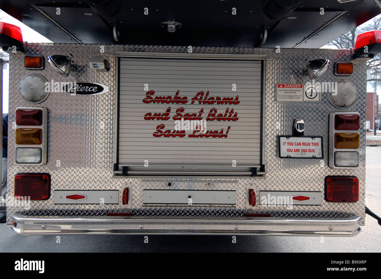 Rear of fire truck Stock Photo - Alamy
