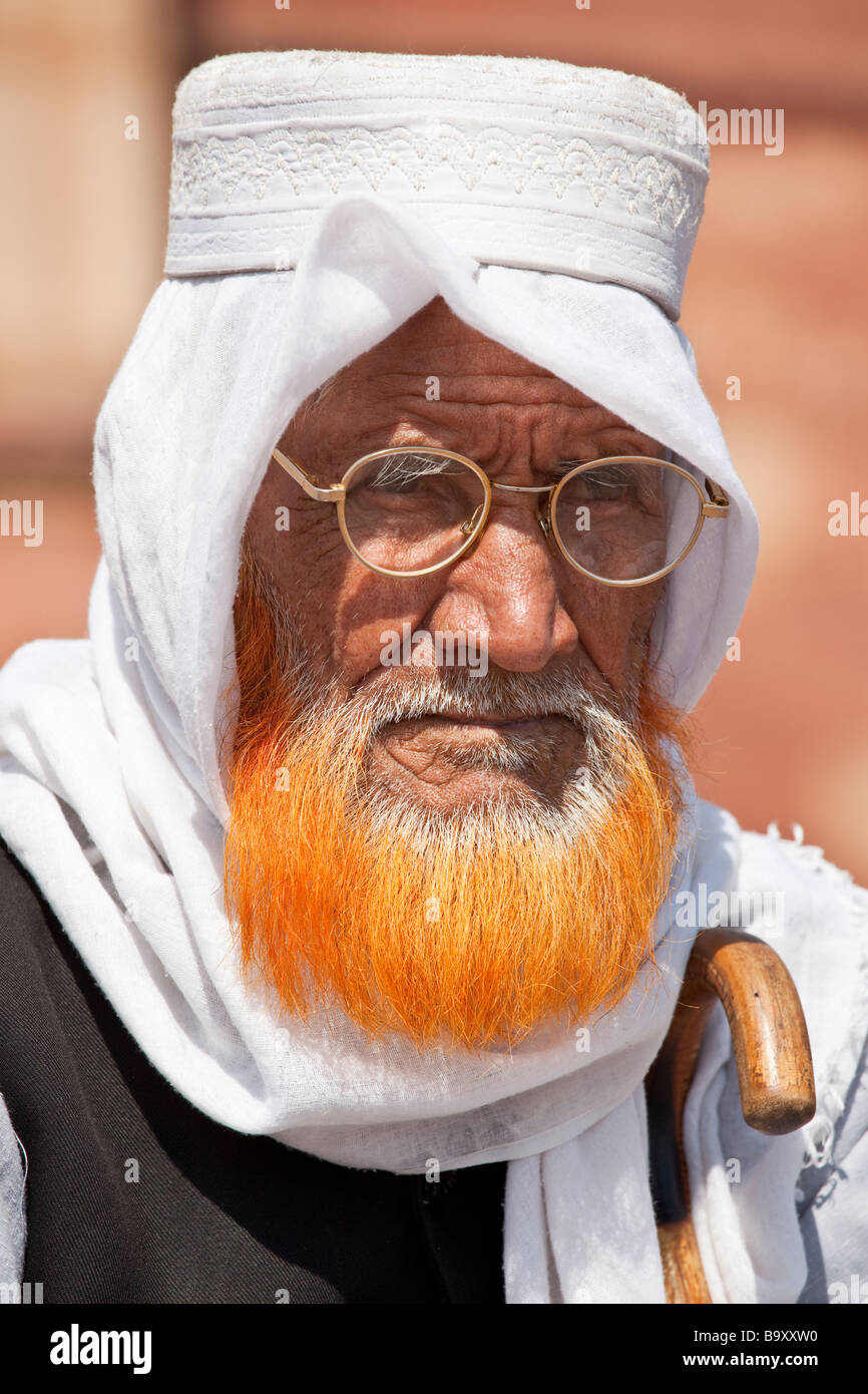 Indian Muslim Man in front of the Friday Mosque or Jama Masjid in ...