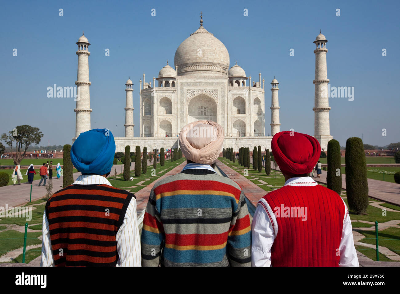 Three Indian Sikh Men at the Taj Mahal in Agra India Stock Photo - Alamy