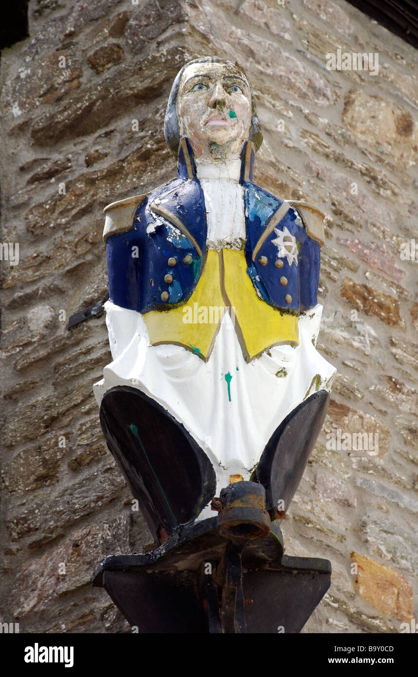 Nelson figurehead on house wall, Looe, Cornwall, UK Stock Photo - Alamy