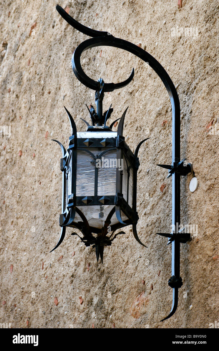 Close-up of a cast iron and glass lamp in Monte Carlo Stock Photo - Alamy
