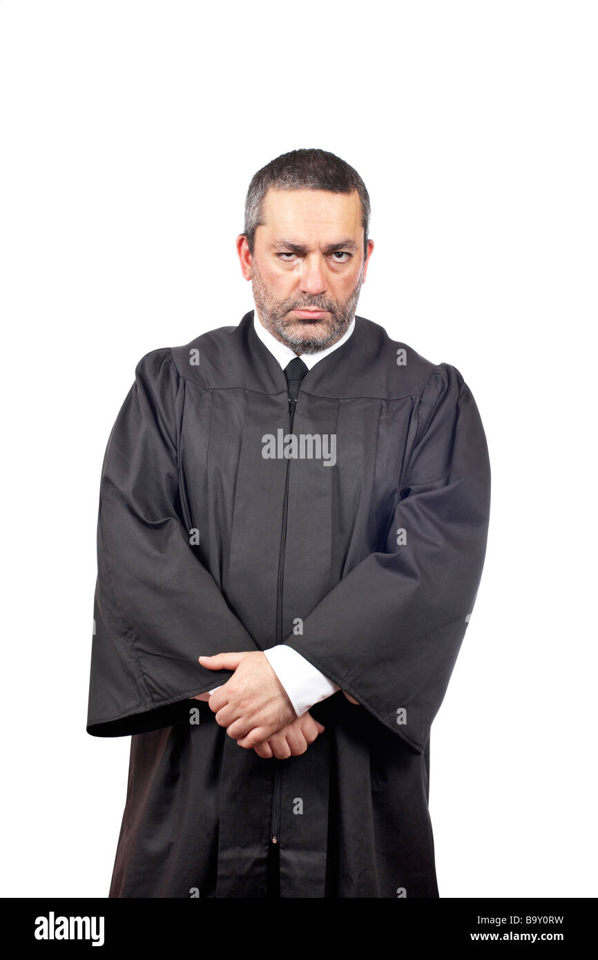 A serious male judge isolated on white background Stock Photo - Alamy