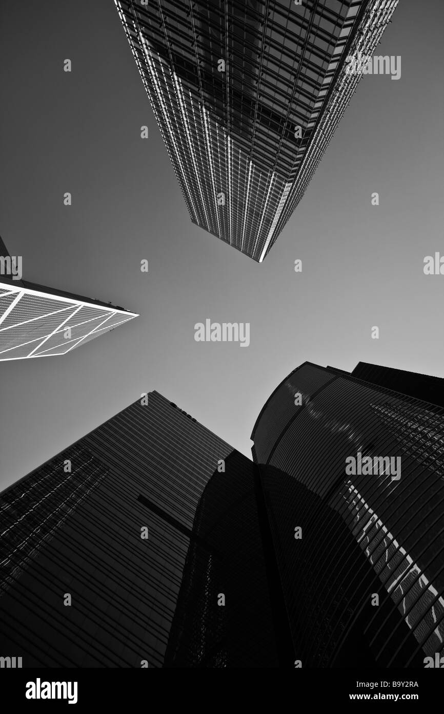 Skyscrapers and construction of office buildings Black and White Stock ...