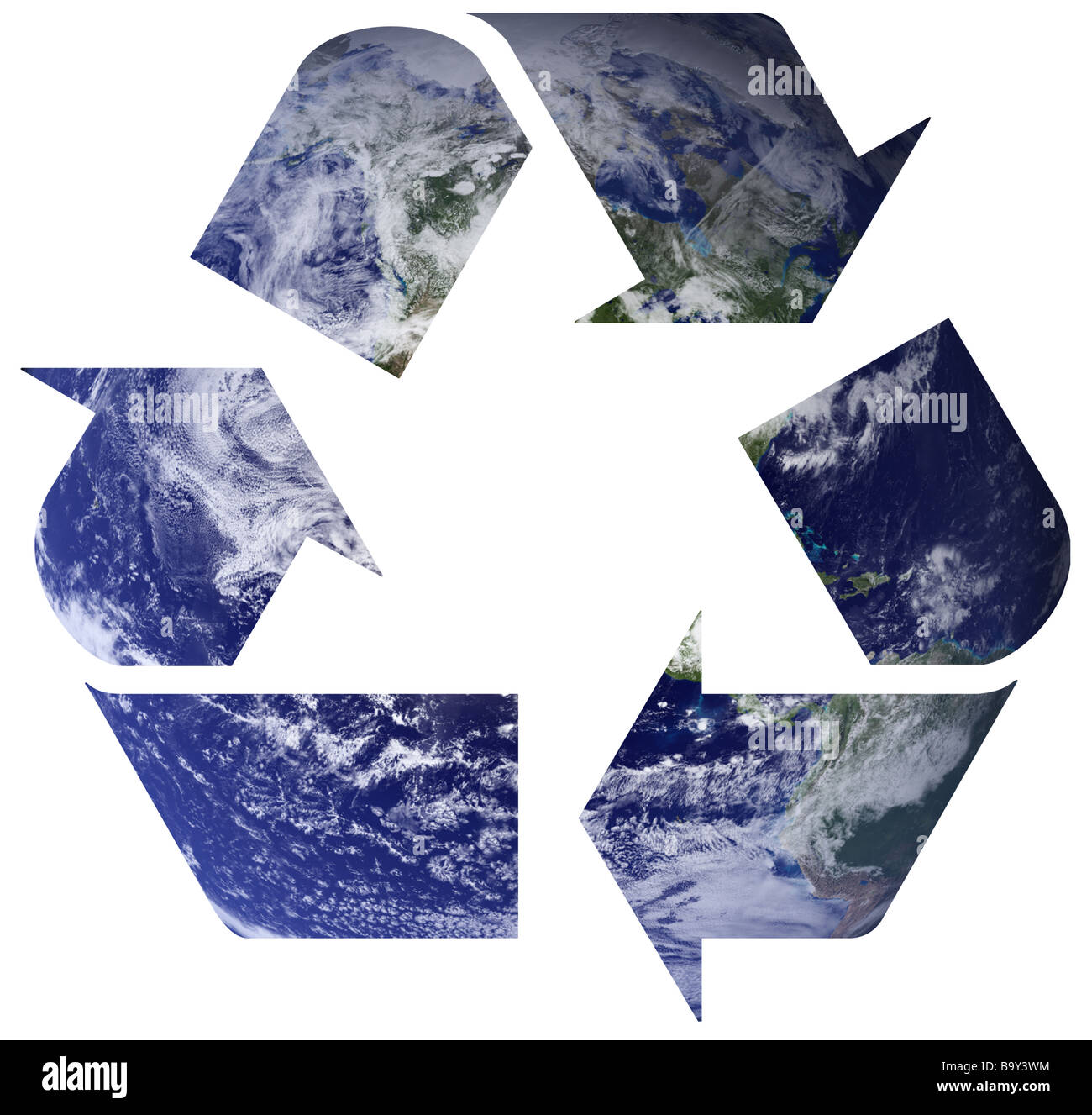 Earth image from space in the shape of a recycle symbol Stock Photo - Alamy