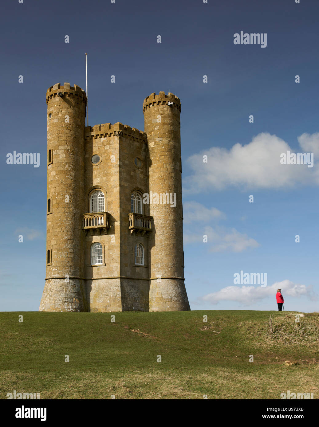 Broadway Tower with person, Broadway, Cotswolds, England, UK Stock ...
