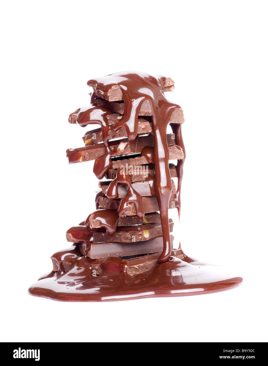 Segments of chocolate with a syrup Stock Photo - Alamy