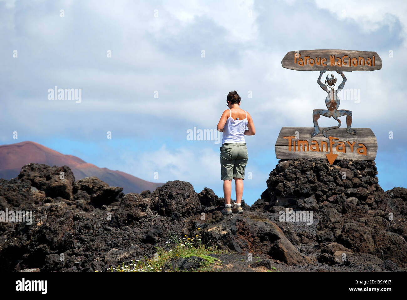 Entrance sign, Timanfaya National Park, Lanzarote, Canary Islands ...