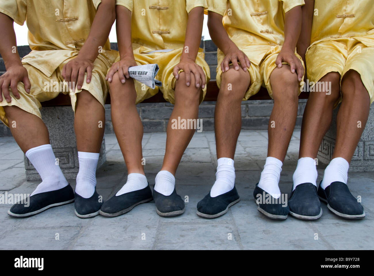 Legs of the Rickshaw Drivers, Xian, Shaanxi Province, China Stock Photo ...