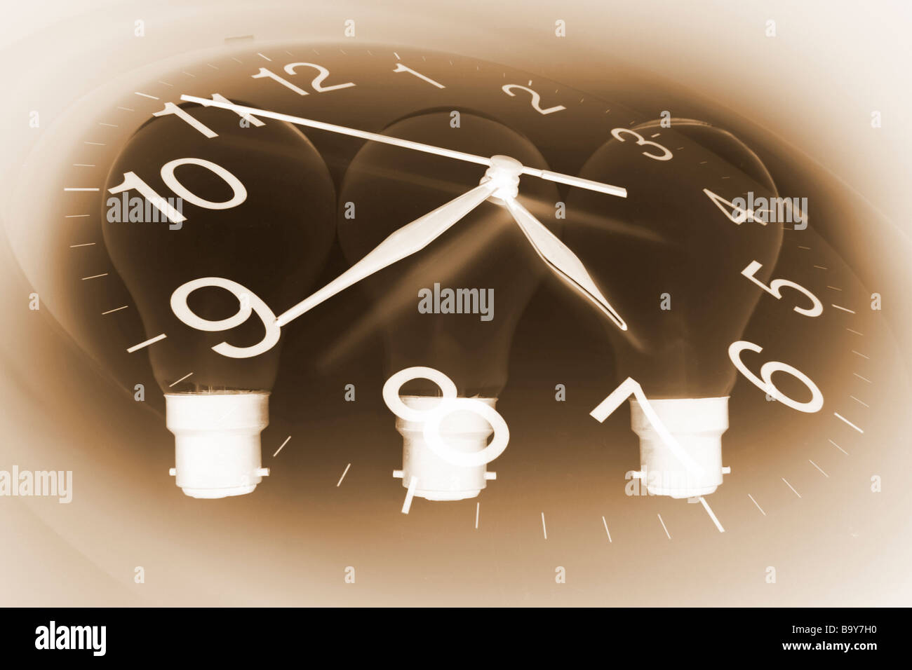 Clock and Light Bulbs Stock Photo - Alamy