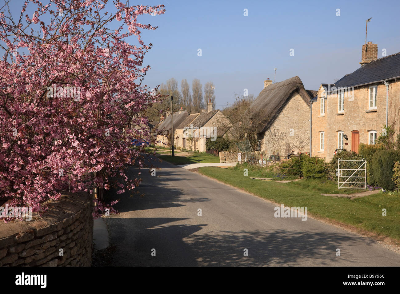 Typical Cotswold village street at Minster Lovell Oxfordshire Stock ...