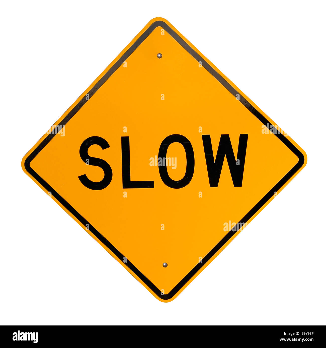 Road sign SLOW isolated on white background with clipping path Stock ...