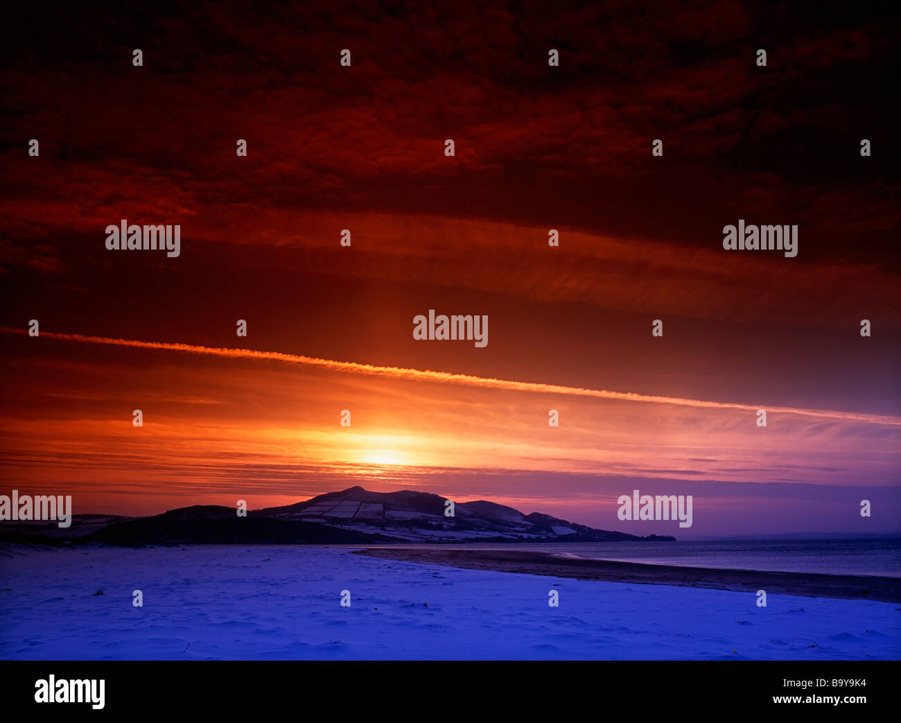 Sunset over Inch Island, Lough Swilly, Lisfannon, Co Donegal, Ireland ...