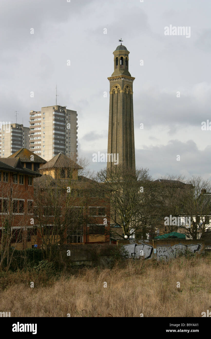 View of the Steam Museum Water Tower from Kew Bridge, Brentford, London ...