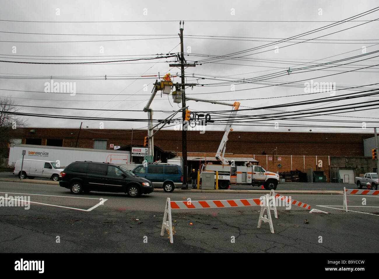 Repairing Telephone Lines Stock Photo - Alamy