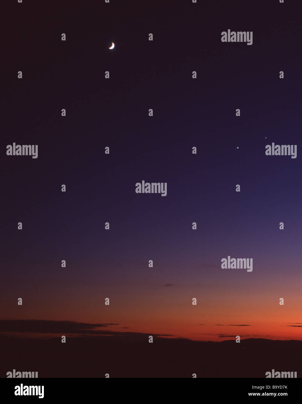 Nightfall with moon and stars Stock Photo - Alamy