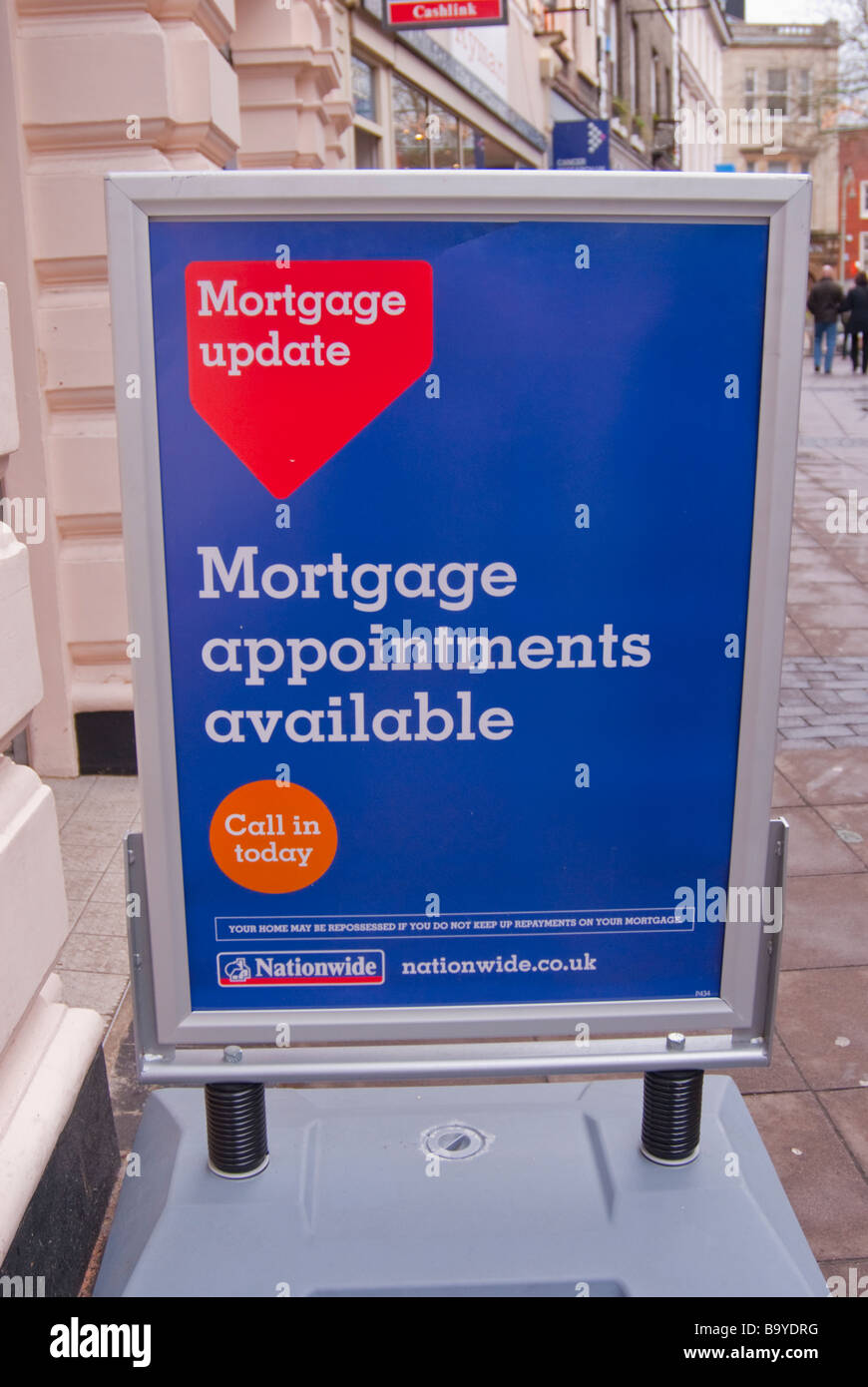 A sign outside the Nationwide building society advertising mortgages in ...
