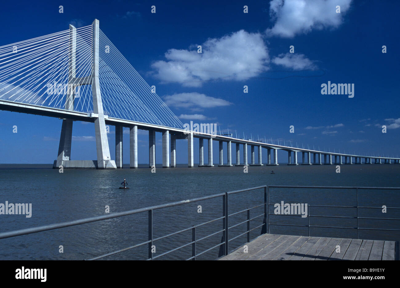 Vasco de Gama Bridge Across River Tagus, Cable-Stayed Bridge & Longest ...