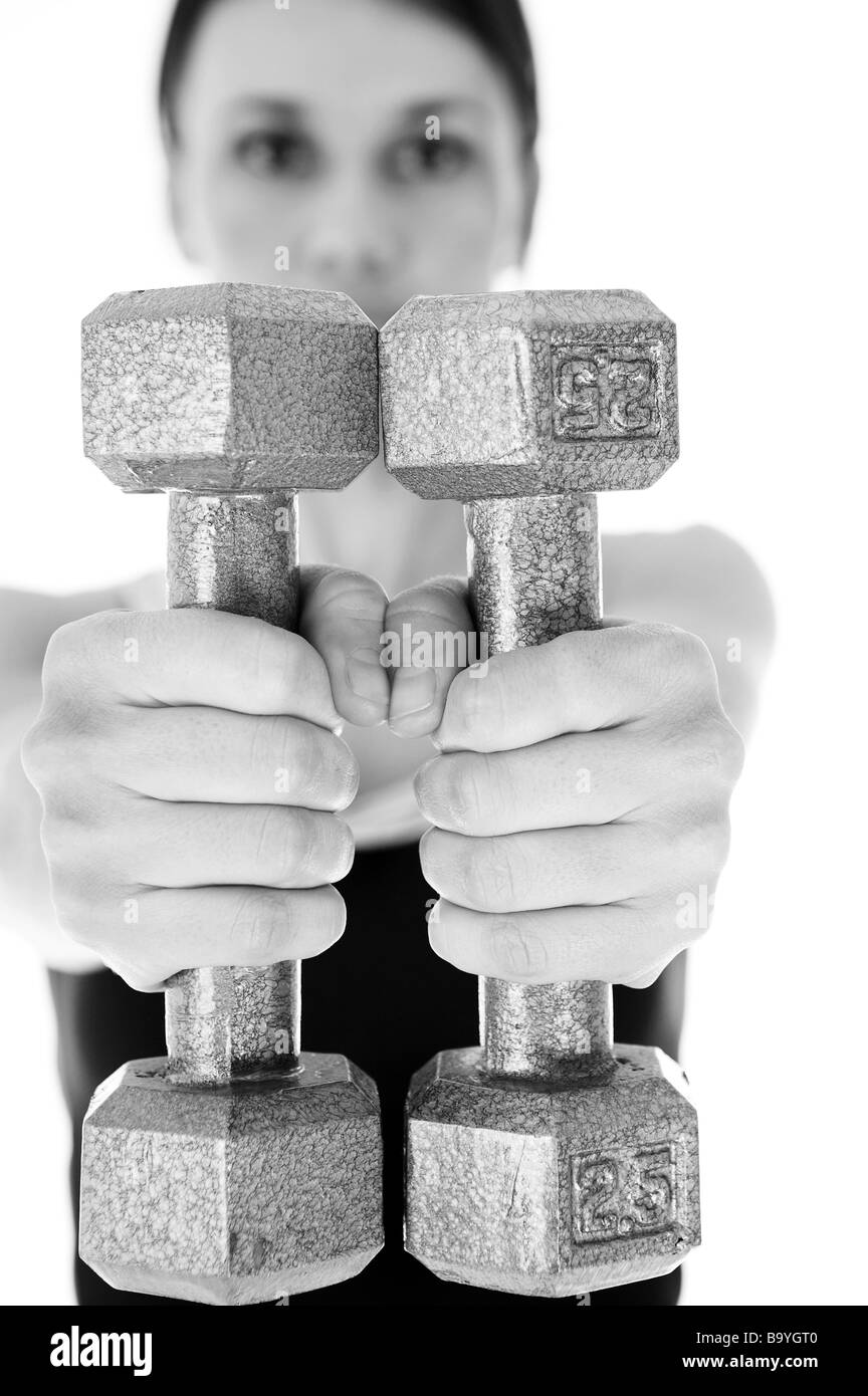 Power workout in gym woman Black and White Stock Photos & Images - Alamy