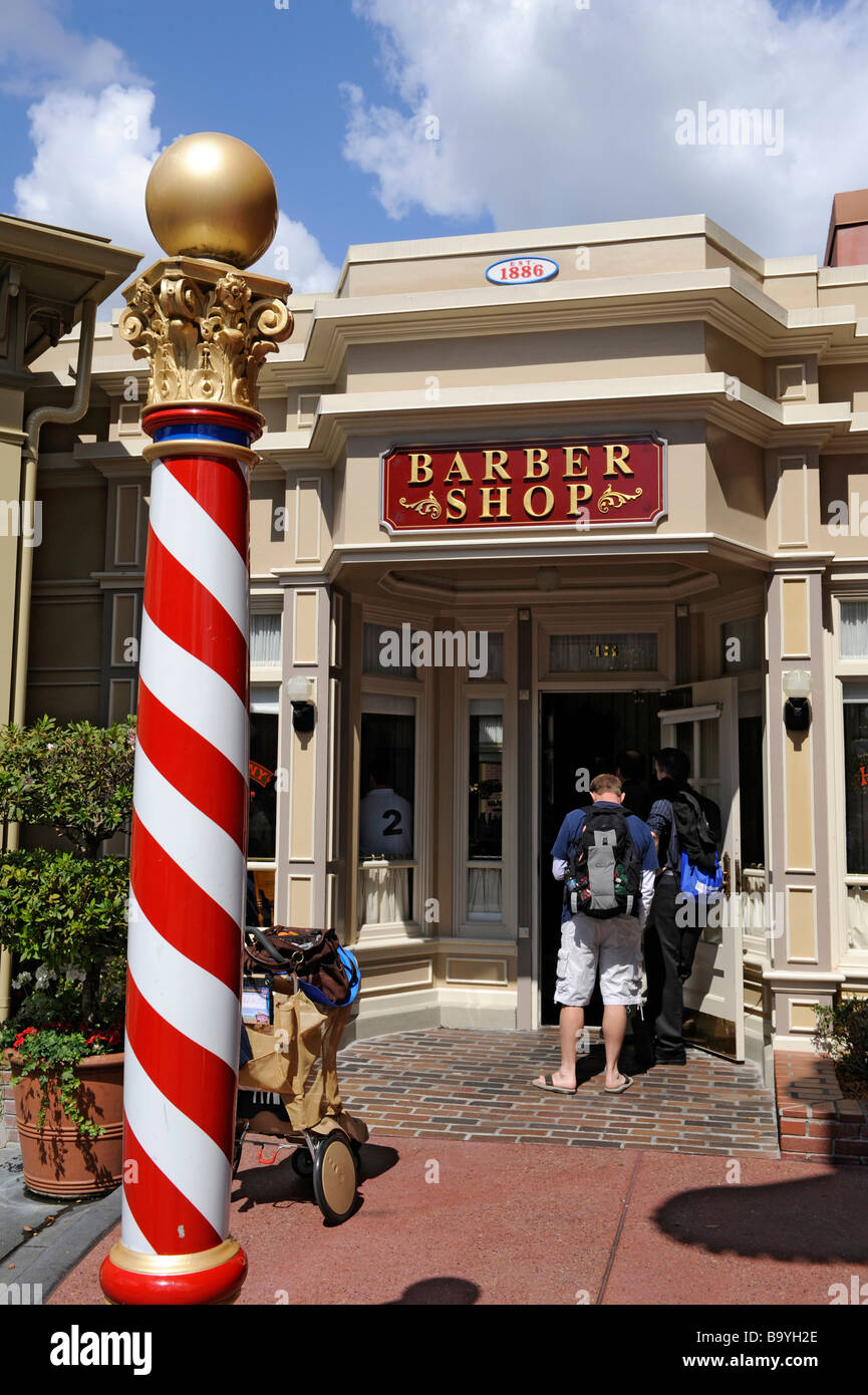 Barber Shop and Barber Pole at Walt Disney Magic Kingdom Theme Park ...