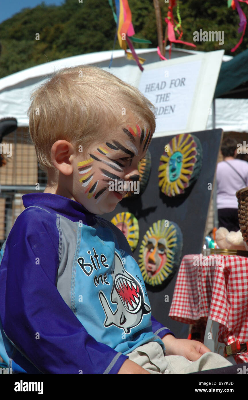 Young boy having face painted Stock Photo - Alamy