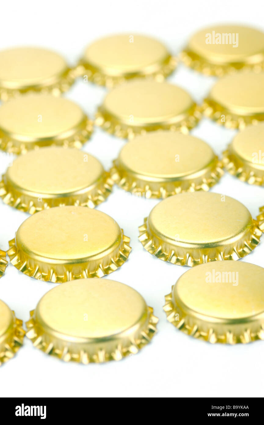 Bottle caps isolated against a white background Stock Photo - Alamy