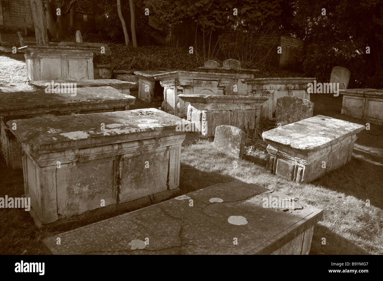 Large Graves in a Graveyard Stock Photo - Alamy