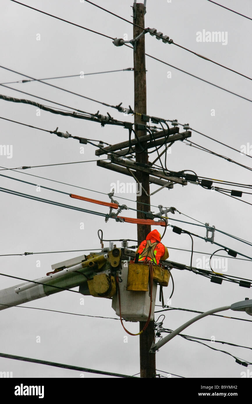 Repairing Telephone Lines Stock Photo - Alamy