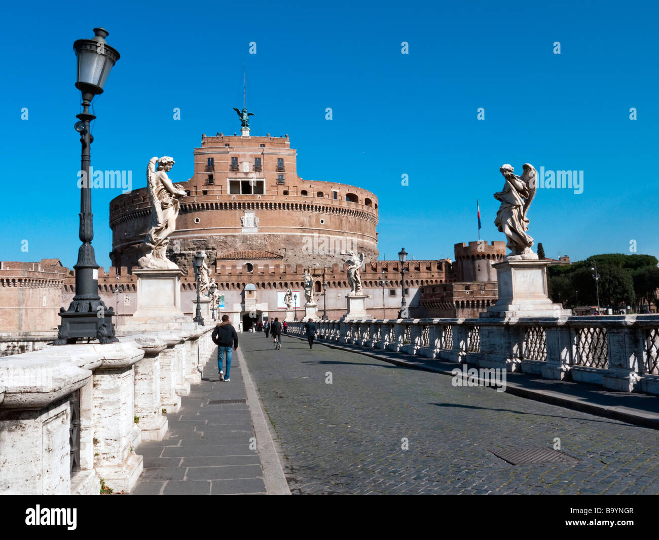Castel Sant'Angelo from the pedestrian bridge, Ponte Sant'Angleo, Rome Stock Photo - Alamy