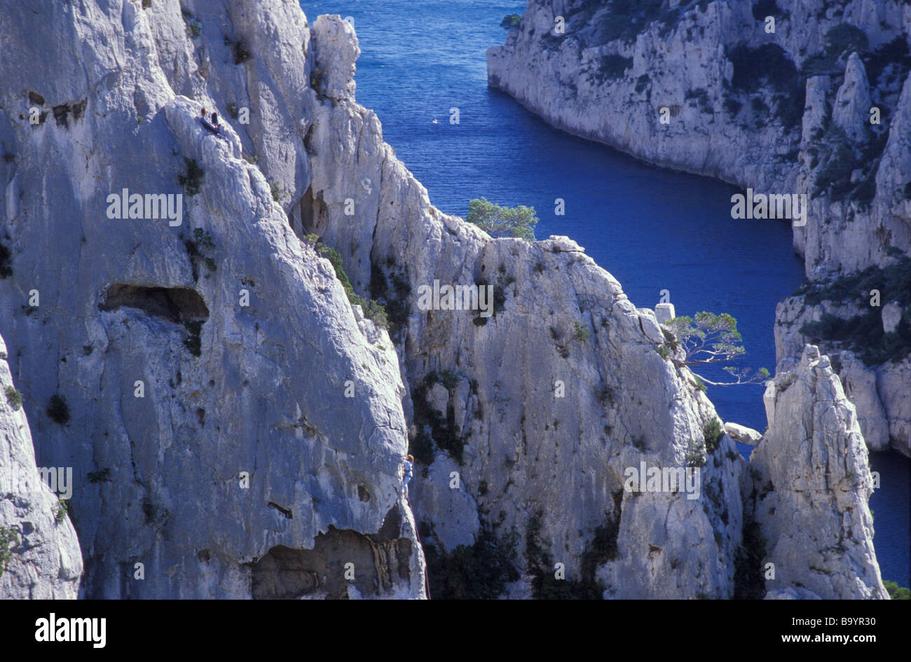 Climber, Les Calanques, near Cassis, Cote d Azur, France Stock Photo ...