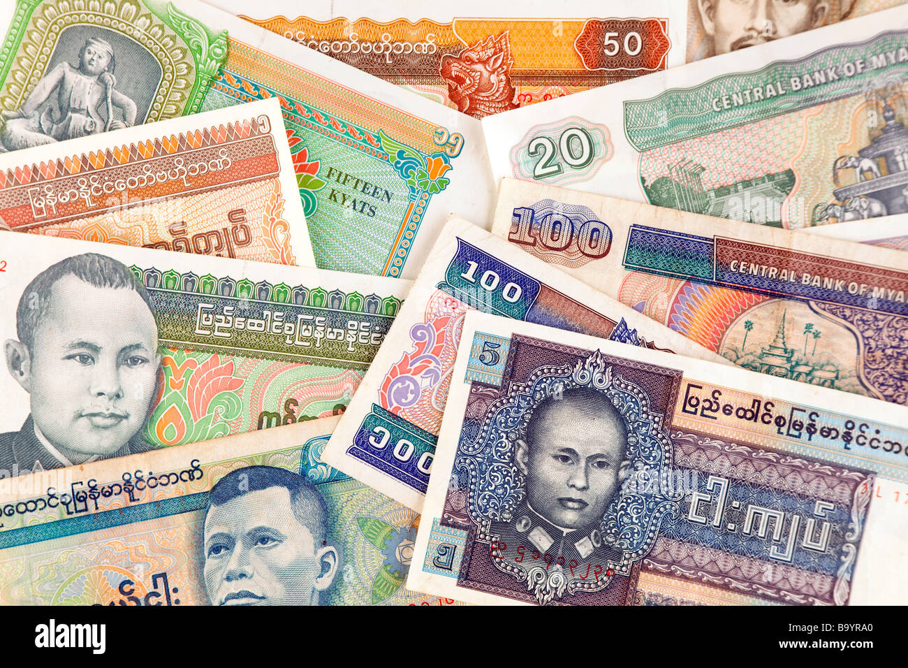 Money currency detail of Burmese banknotes Stock Photo - Alamy