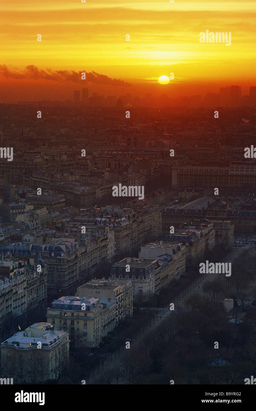 Sun rising over Paris, France Stock Photo - Alamy