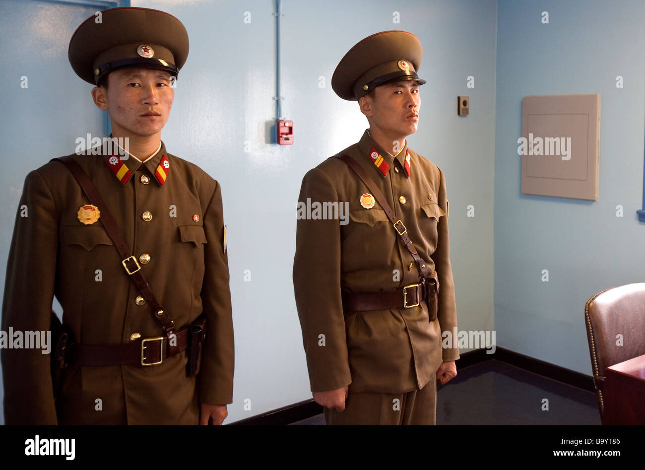 DPRK army soldiers on the 38th parallel in Panmumjom (DPRK, North Korea ...