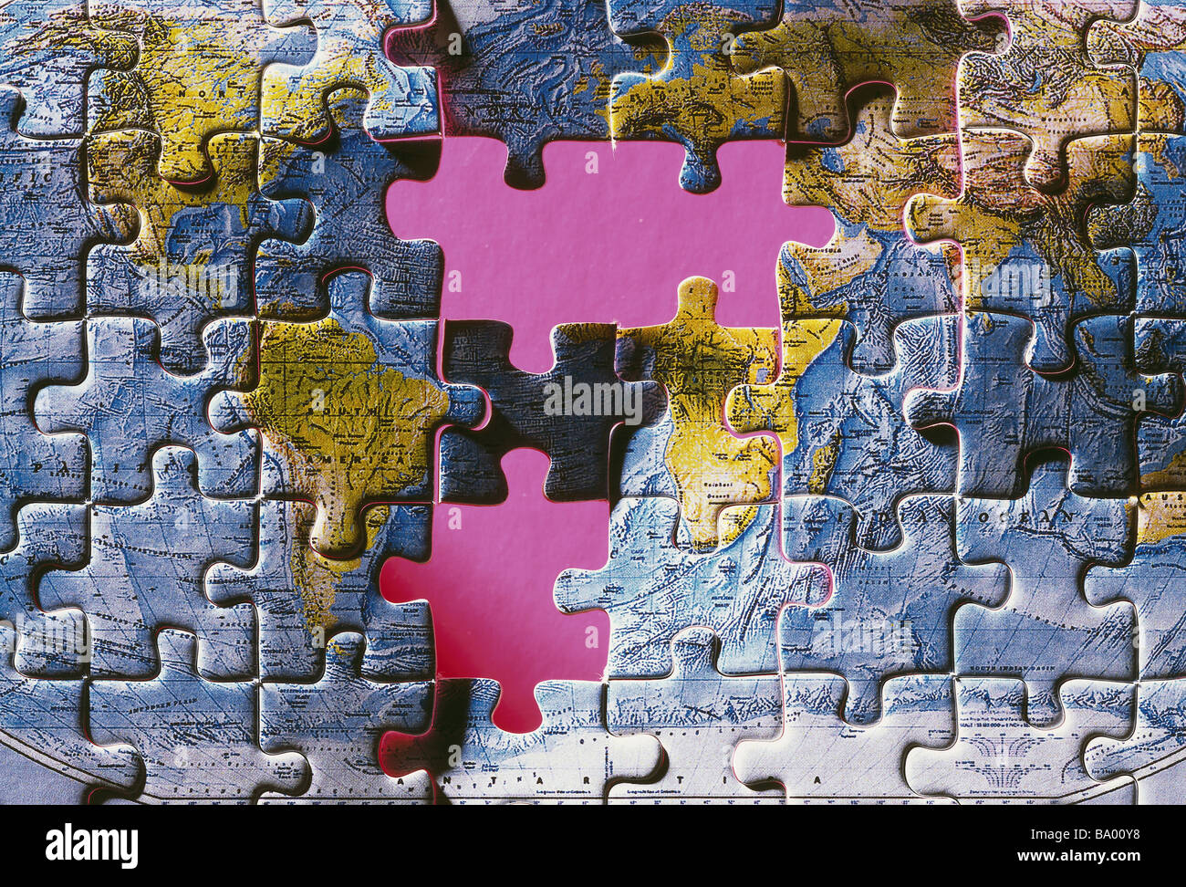 World map puzzle unfinished hi-res stock photography and images - Alamy