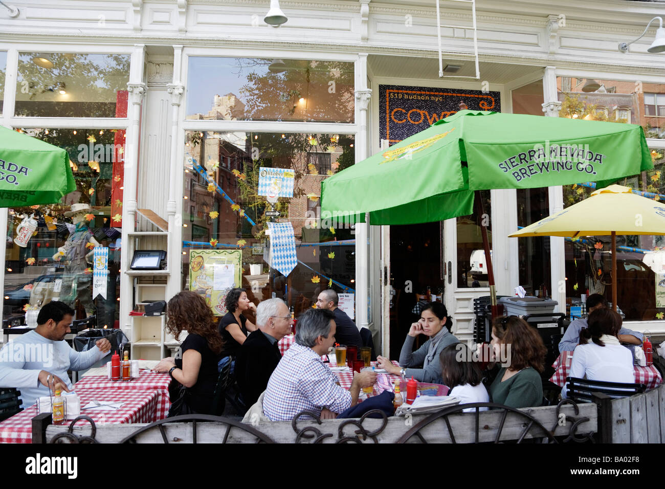 Guests in a pavement cafe Greenwich Village Manhattan New York City New ...