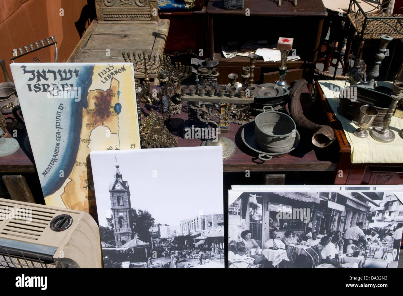 Second hand stall at the flea market in Old Jaffa Israel Stock Photo ...
