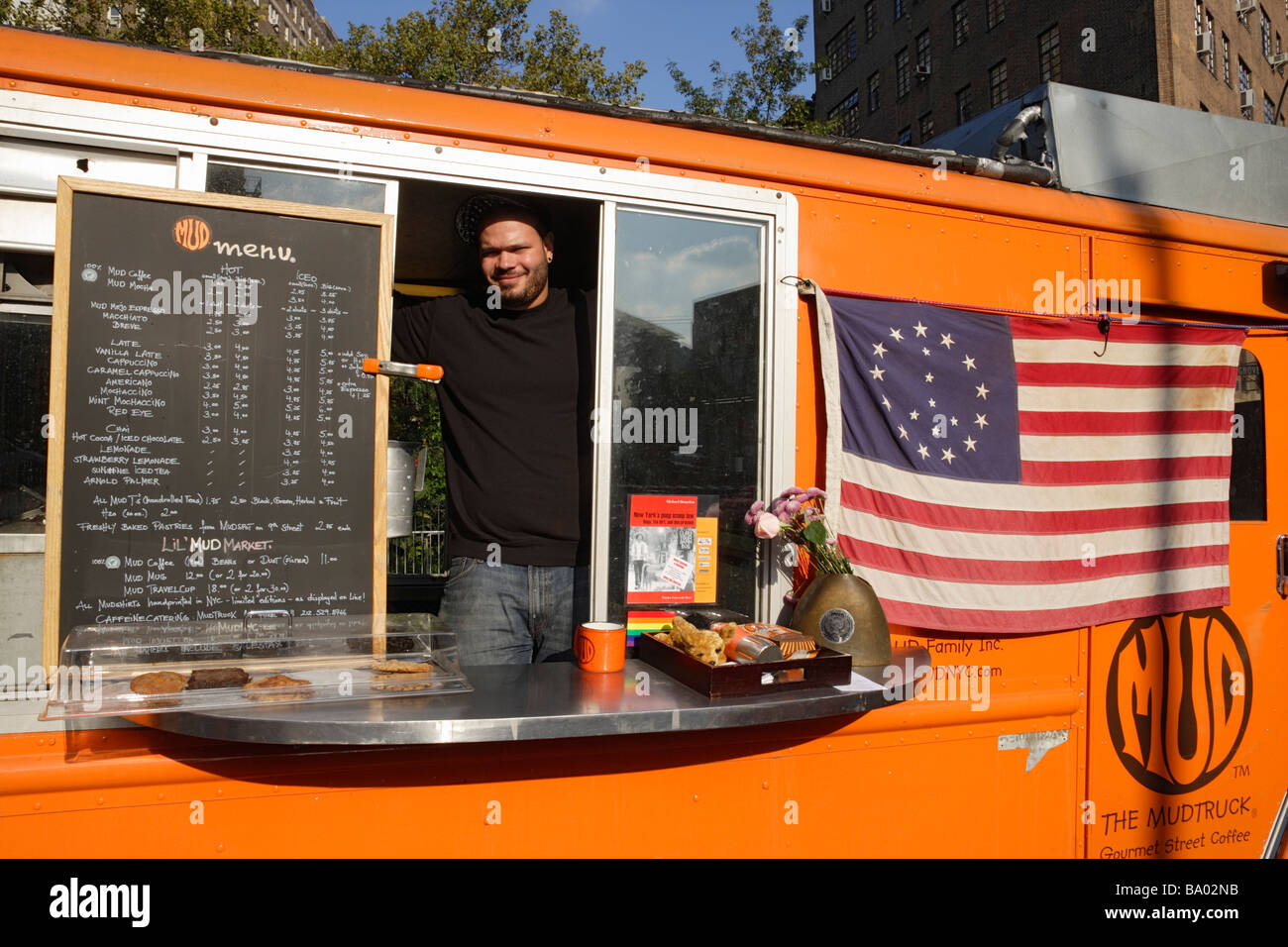 Seller in a snack stall Greenwich Village Manhattan New York City New ...