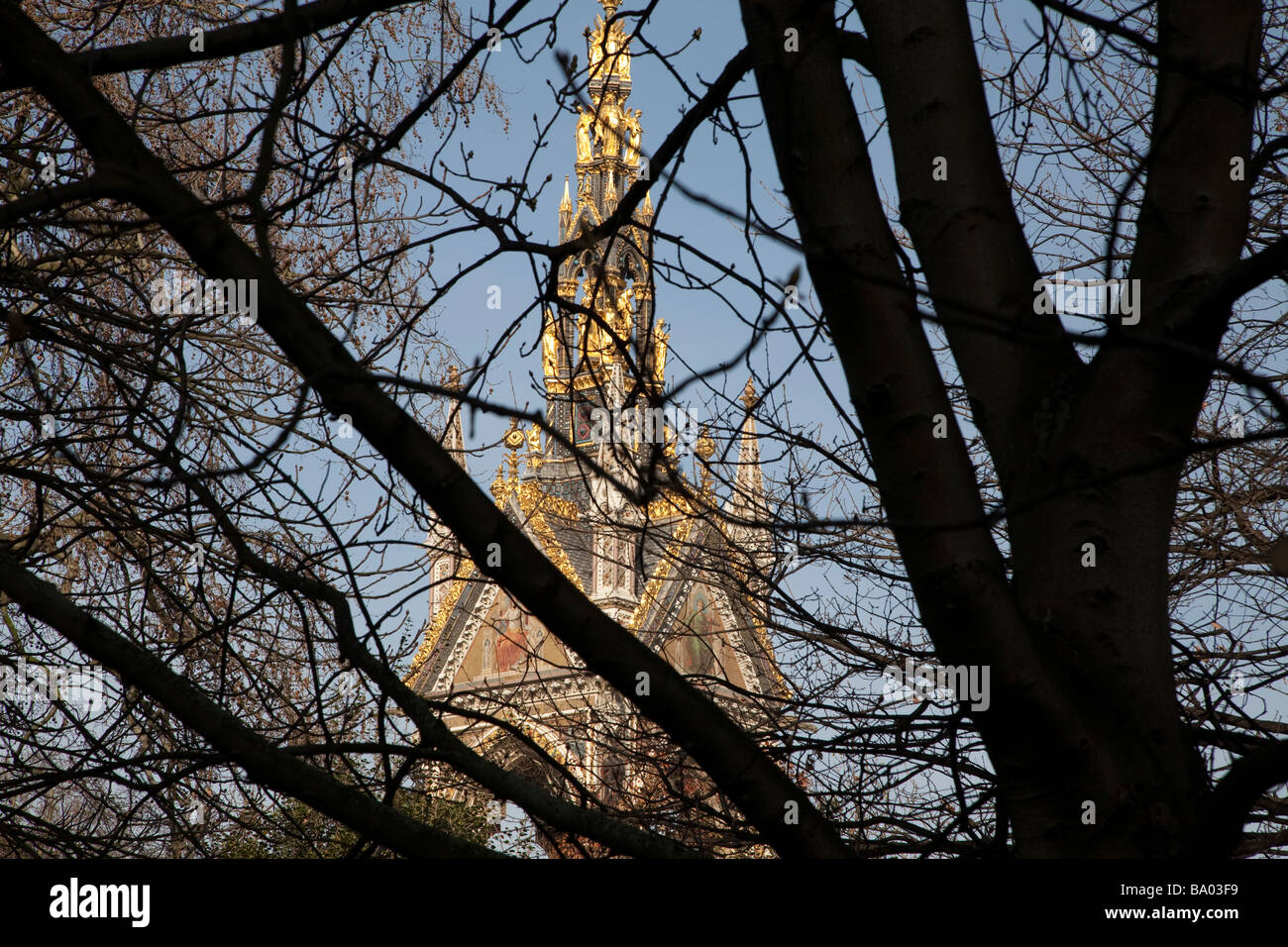 View of Albert Memorial through the trees Stock Photo - Alamy