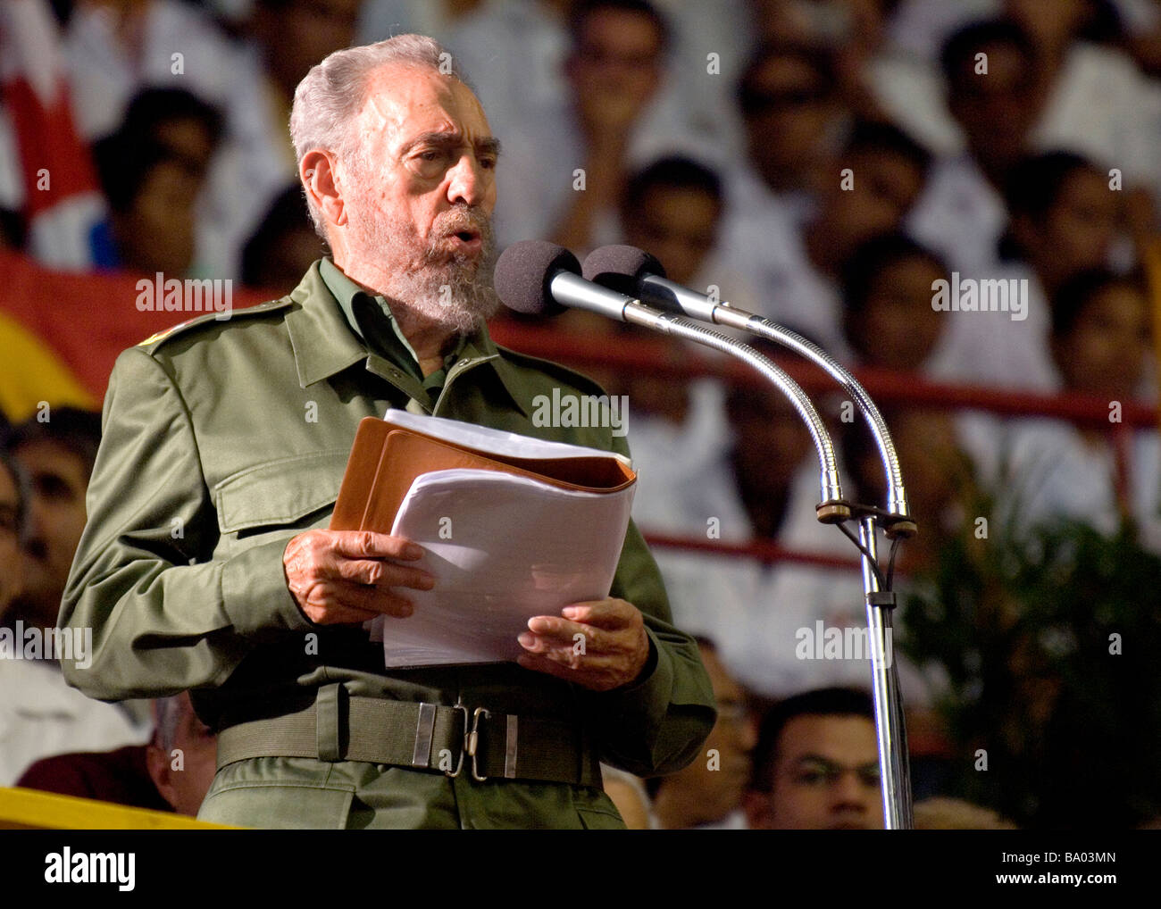 Fidel Castro giving a speech at the Ciudad Deportiva (Sports City) in ...